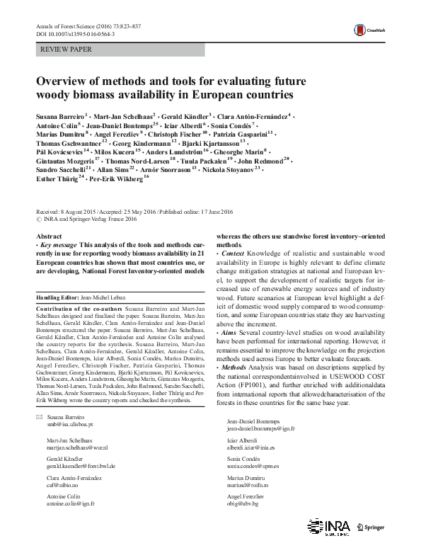 (PDF) Overview of methods and tools for evaluating future woody biomass ...