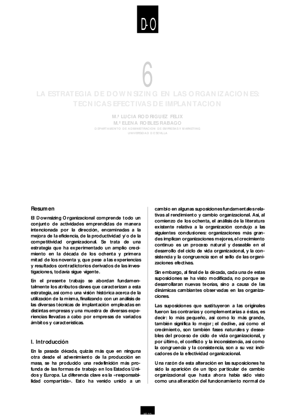 (PDF) La estrategia de downsizing en las organizaciones: técnicas efectivas de implantación