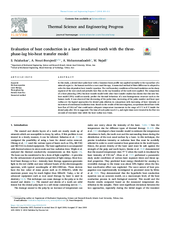 Evaluation of heat conduction in a laser irradiated tooth with the ...
