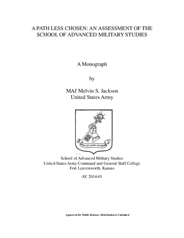 (PDF) A Path Less Chosen: An Assessment of the School of Advanced ...