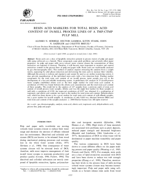 (PDF) Resin acid markers for total resin acid content of in-mill ...