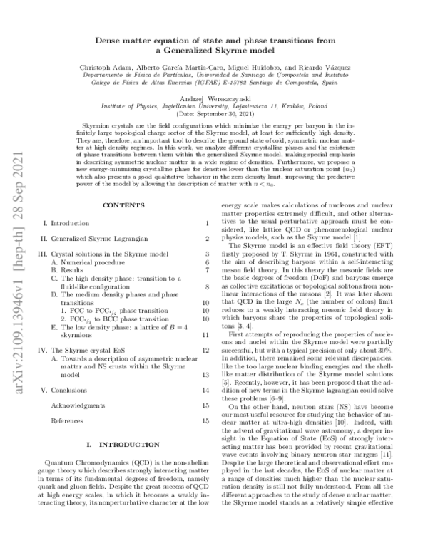 (PDF) Dense matter equation of state and phase transitions from a ...