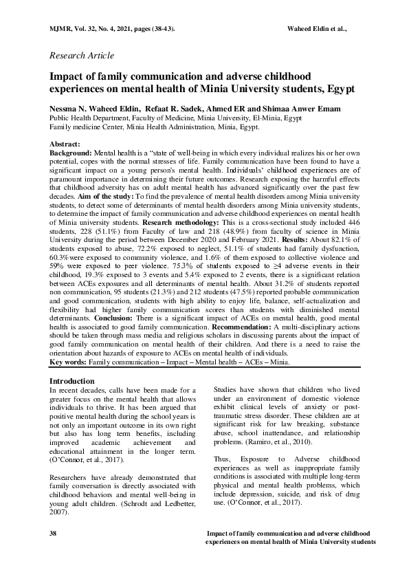 (PDF) Impact of family communication and adverse childhood experiences ...
