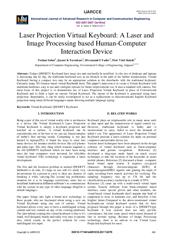 (PDF) Laser Projection Virtual Keyboard: A Laser and Image Processing based Human-Computer ...