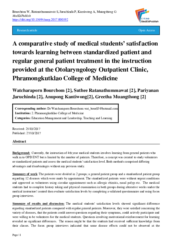 (PDF) A comparative study of medical students’ satisfaction towards ...