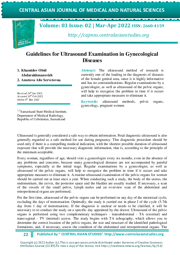 (PDF) Guidelines for Ultrasound Examination in Gynecological Diseases