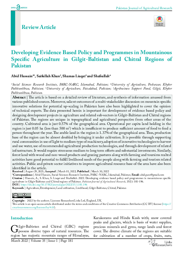 (PDF) Developing Evidence Based Policy and Programmes in Mountainous Specific Agriculture in ...
