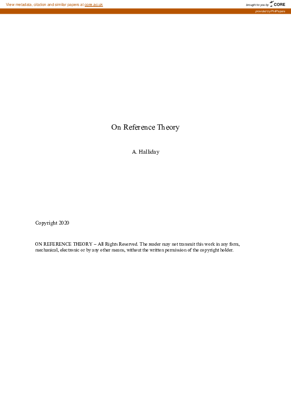 (PDF) On Reference Theory