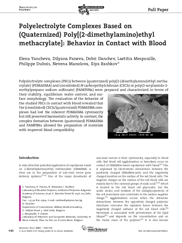 (PDF) Polyelectrolyte Complexes Based on (Quaternized) Poly[(2 ...