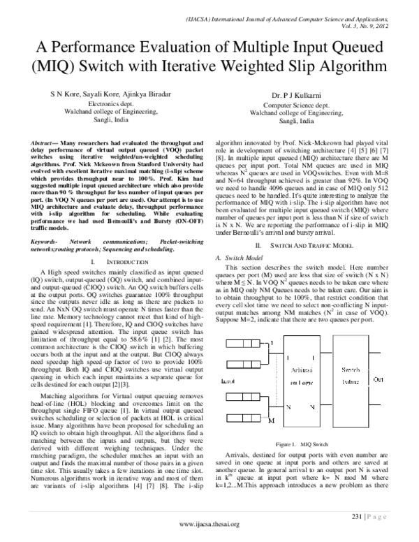 (PDF) A Performance Evaluation of Multiple Input Queued (MIQ) Switch with Iterative Weighted ...
