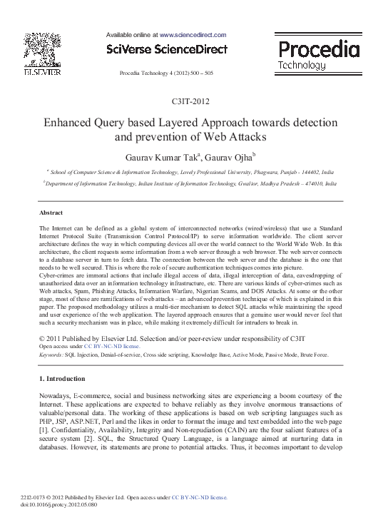 Pdf Enhanced Query Based Layered Approach Towards Detection And