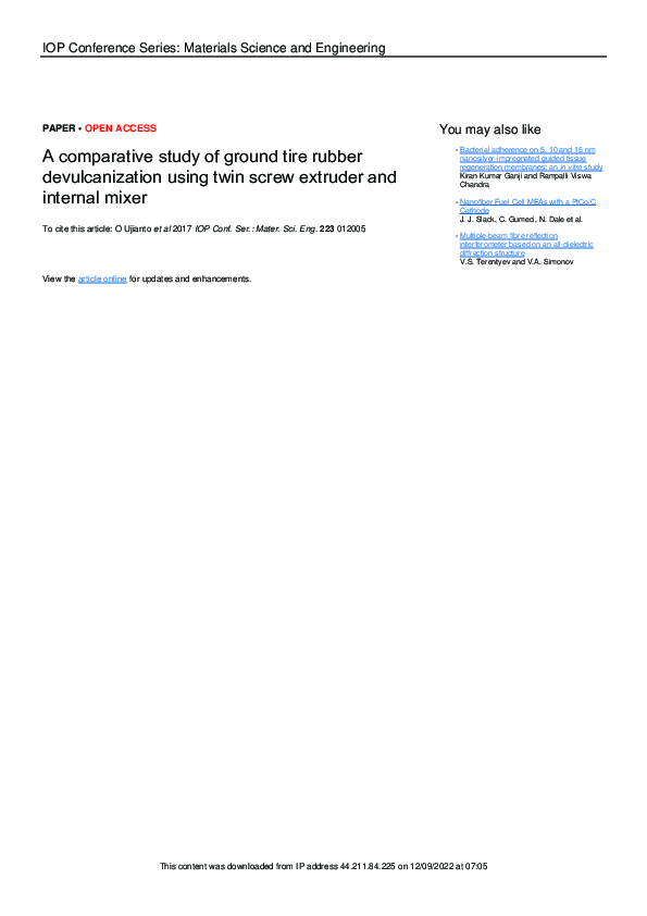 (PDF) A comparative study of ground tire rubber devulcanization using ...