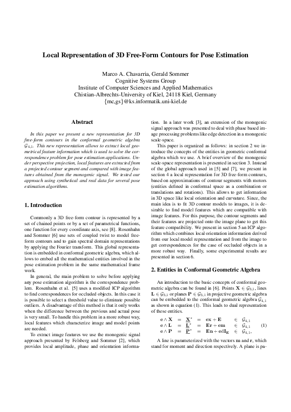 (PDF) Local Representation of 3D Free-Form Contours for Pose Estimation