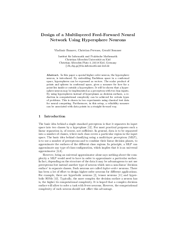 Design Of A Multilayered Feed Forward Neural Network Using Hypersphere Neurons