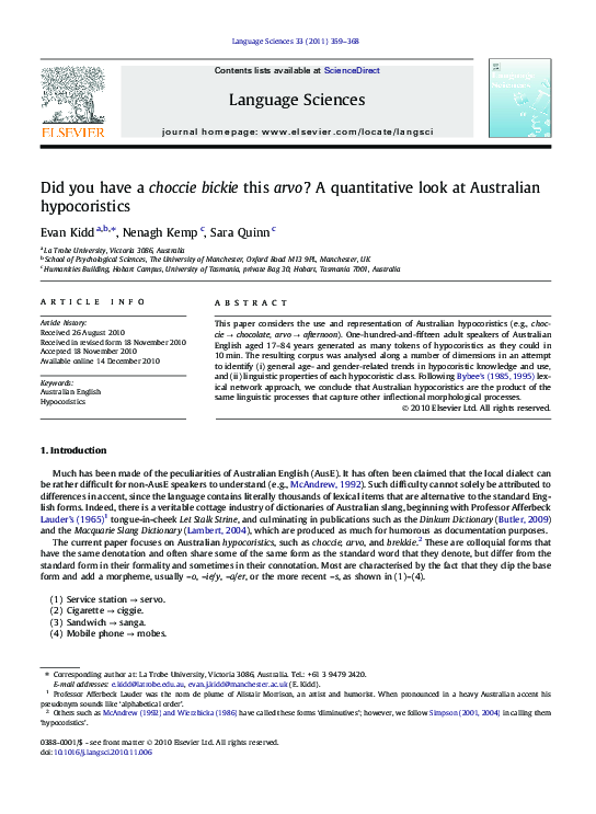 (PDF) Did you have a choccie bickie this arvo? A quantitative look at ...