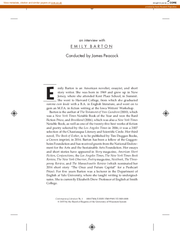 (PDF) An Interview with Emily Barton