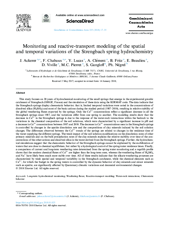 (PDF) Monitoring and reactive-transport modeling of the spatial and ...