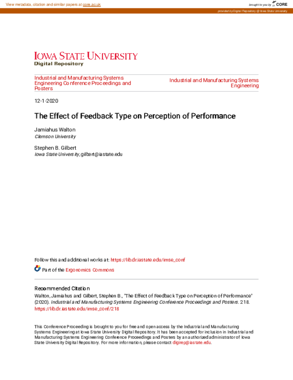(PDF) The Effect of Feedback Type on Perception of Performance