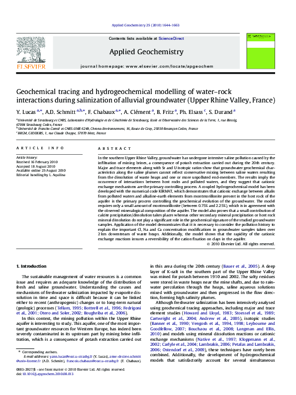 (PDF) Geochemical tracing and hydrogeochemical modelling of water–rock interactions during ...
