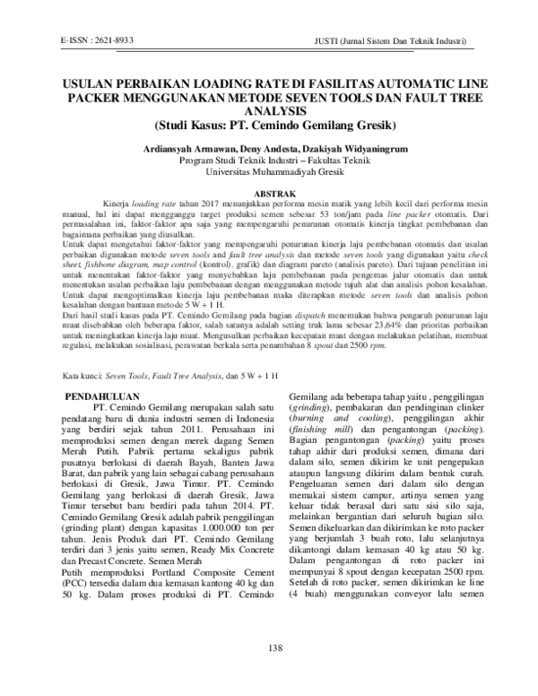 (PDF) Usulan Perbaikan Loading Rate DI Fasilitas Automatic Line Packer Menggunakan Metode Seven ...