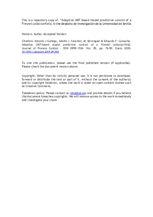 (PDF) Adaptive UKF-based model predictive control of a Fresnel ...