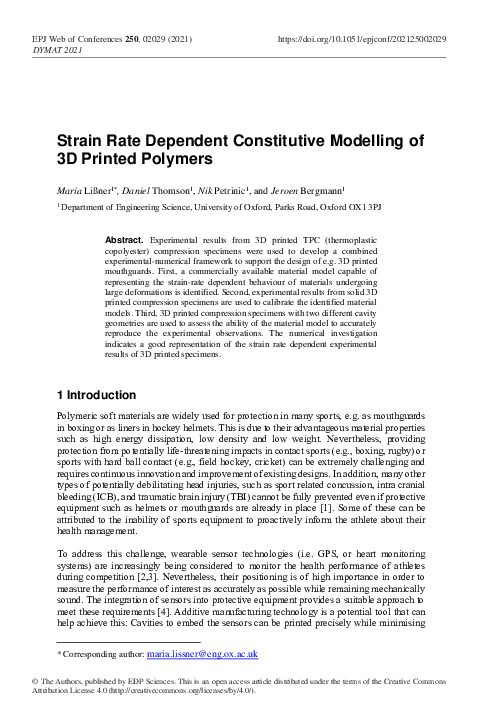 (PDF) Strain Rate Dependent Constitutive Modelling of 3D Printed Polymers