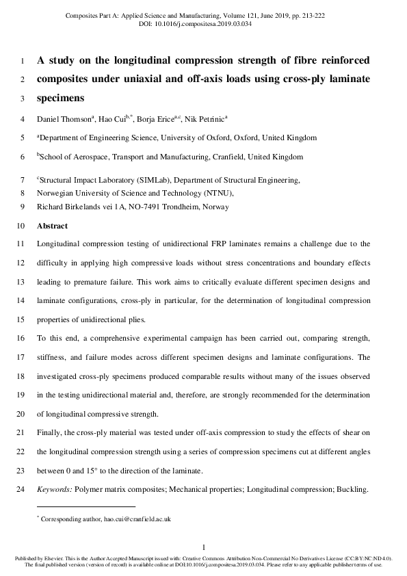 (PDF) A study on the longitudinal compression strength of fibre ...