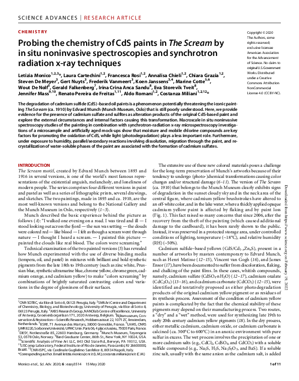 (PDF) Probing the chemistry of CdS paints in The Scream by in situ ...