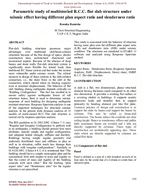 (PDF) Parametric Study Of Multisoried R.C.C. Flat Slab Structure Under Seismic Effect Having ...