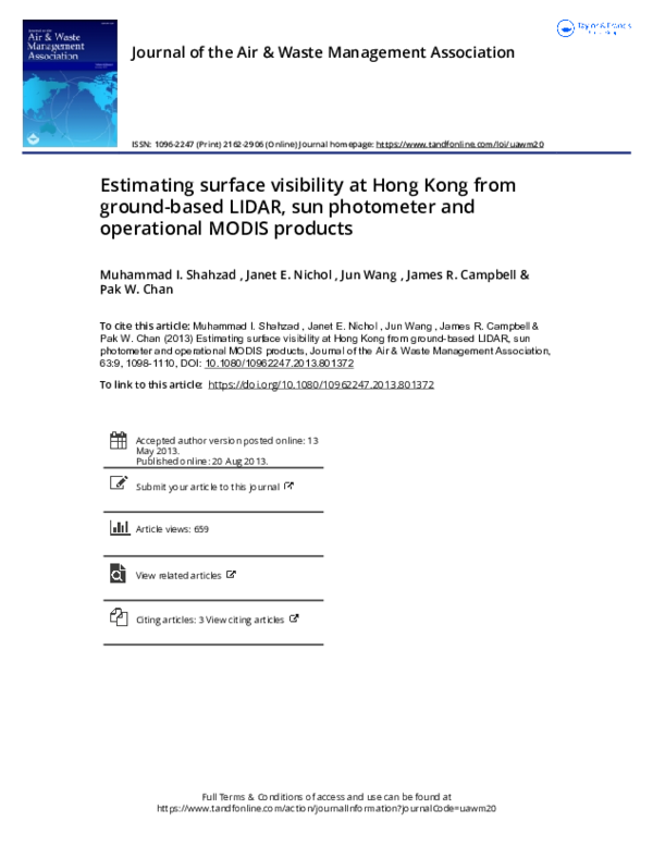 (PDF) Estimating surface visibility at Hong Kong from ground-based ...
