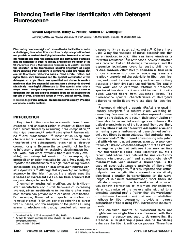 (PDF) Enhancing Textile Fiber Identification with Detergent Fluorescence