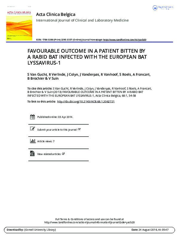 (PDF) Favourable Outcome in a Patient Bitten by a Rabid Bat Infected ...