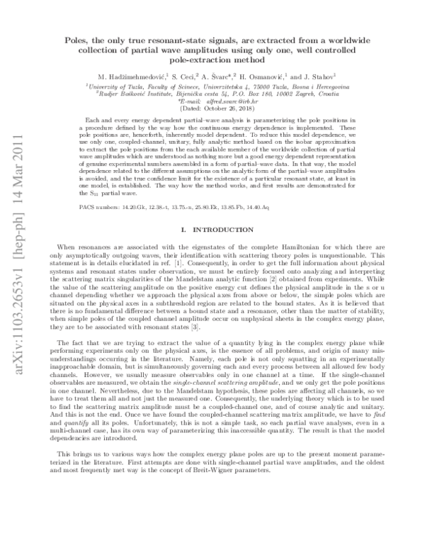 (PDF) Poles as the only true resonant-state signals extracted from a worldwide collection of ...