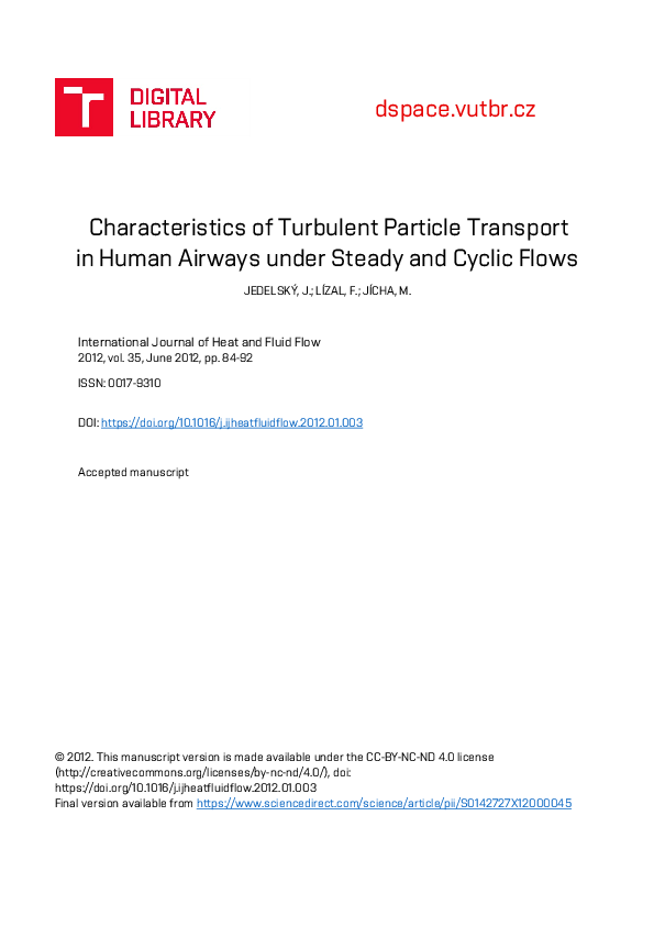 (PDF) Characteristics of turbulent particle transport in human airways under steady and cyclic flows