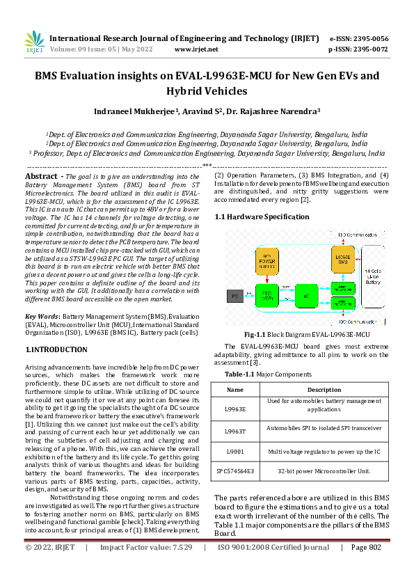 Pdf Bms Evaluation Insights On Eval L9963e Mcu For New Gen Evs And Hybrid Vehicles