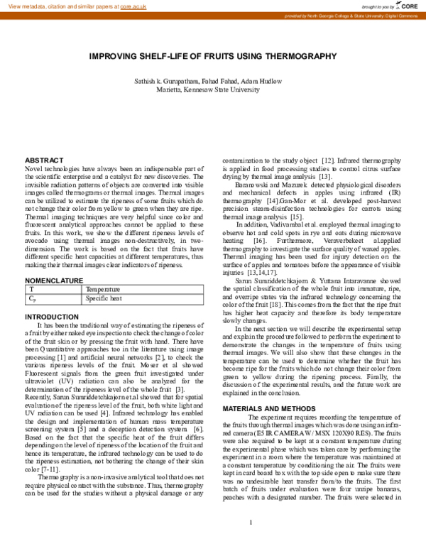 (PDF) 31 - Improving Shelf-Life of Fruits Using Thermography