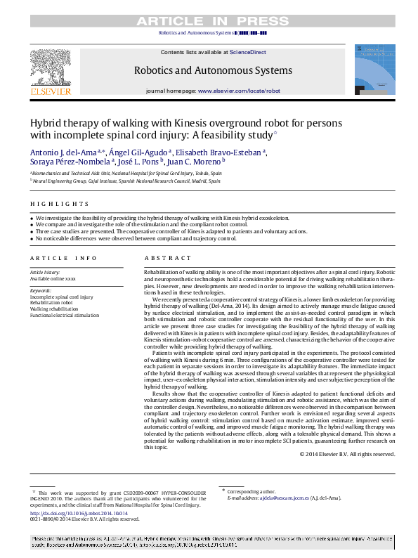 (PDF) Hybrid therapy of walking with Kinesis overground robot for ...