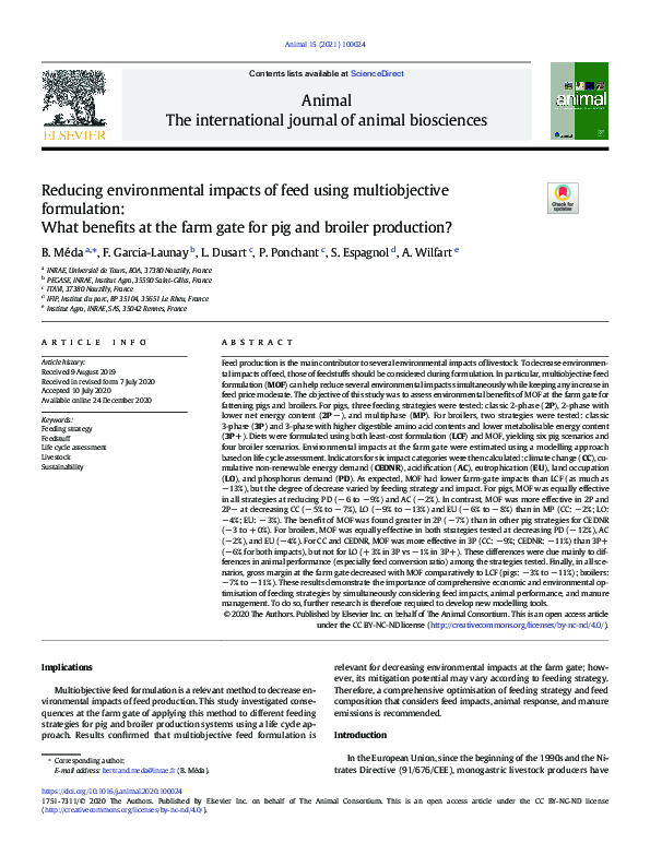 (PDF) Reducing environmental impacts of feed using multiobjective ...