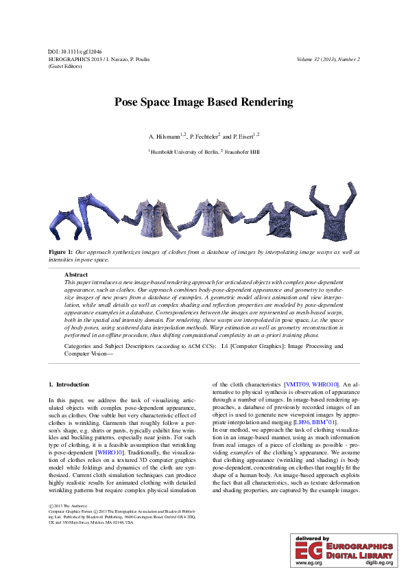 (PDF) Pose Space Image Based Rendering