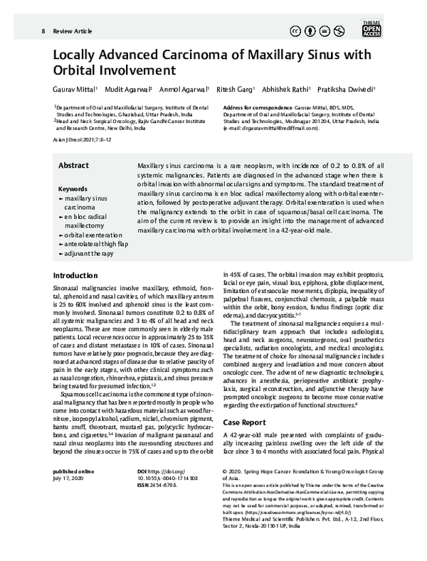 (PDF) Locally Advanced Carcinoma of Maxillary Sinus with Orbital ...