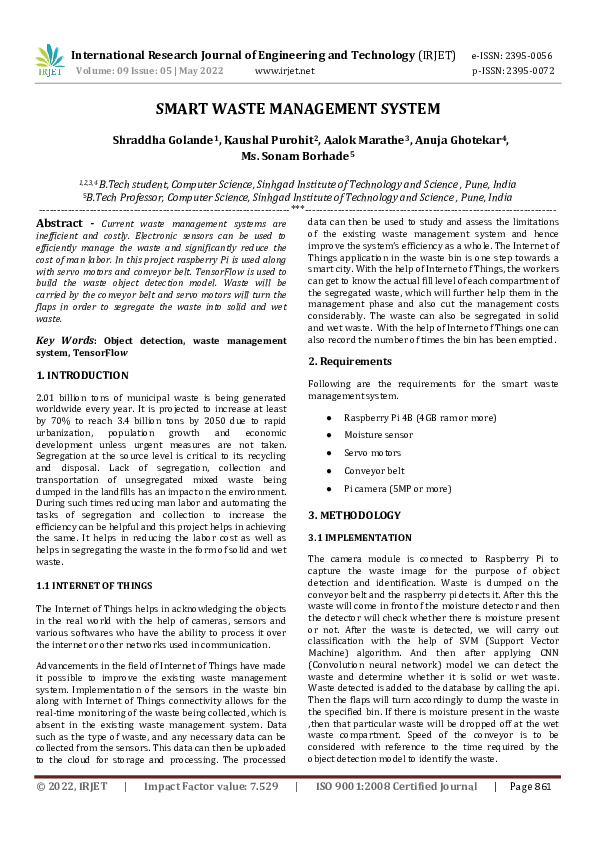(PDF) SMART WASTE MANAGEMENT SYSTEM