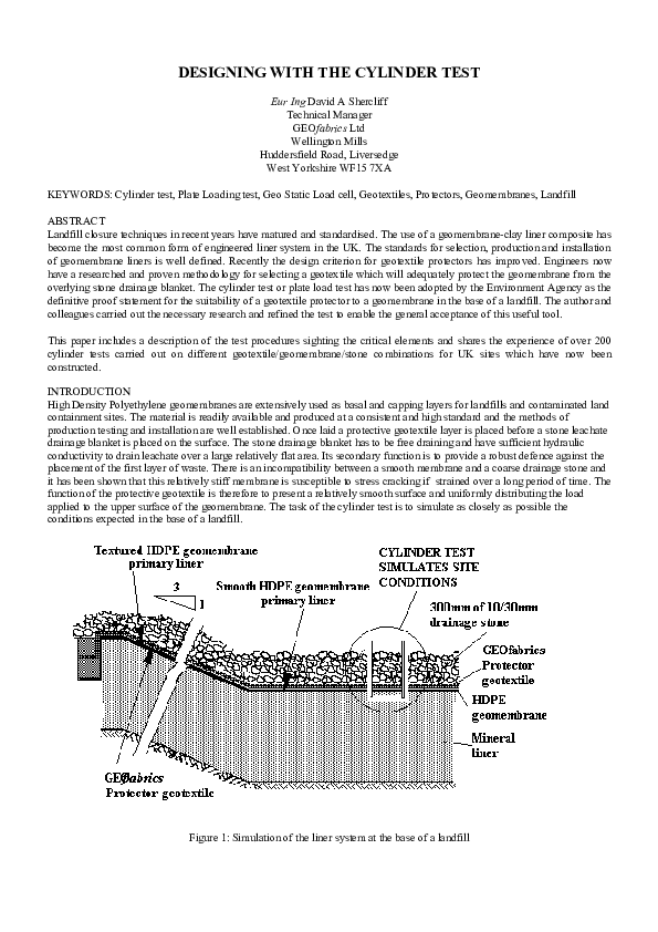 (PDF) Designing with the Cylinder Test