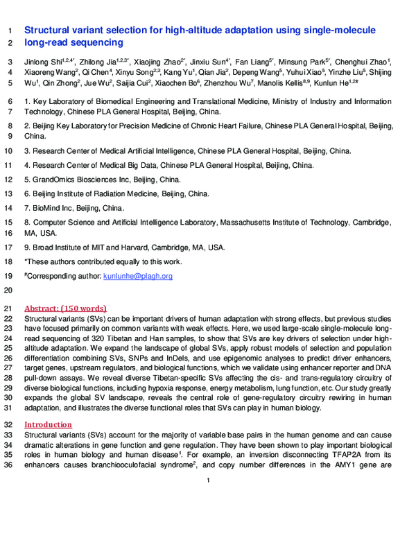 (PDF) Structural variant selection for high-altitude adaptation using ...