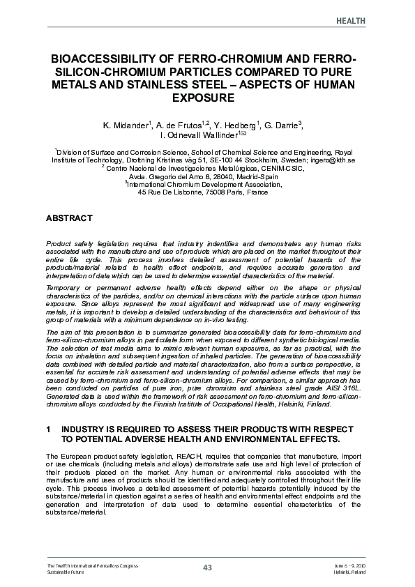 (PDF) Bioaccessibility of ferro-chromium and ferro-siliconchromium ...