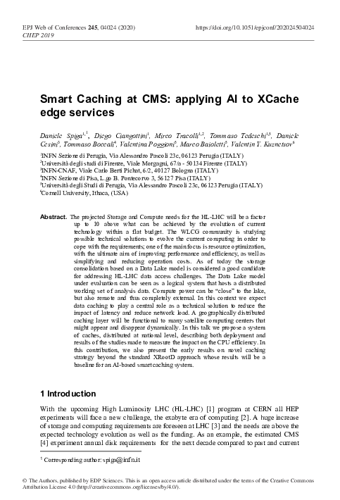 (PDF) Smart Caching at CMS: applying AI to XCache edge services | Marco Baioletti - Academia.edu