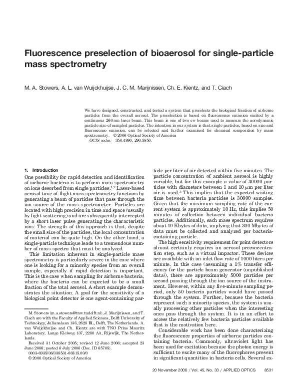 (PDF) Fluorescence preselection of bioaerosol for single-particle mass ...