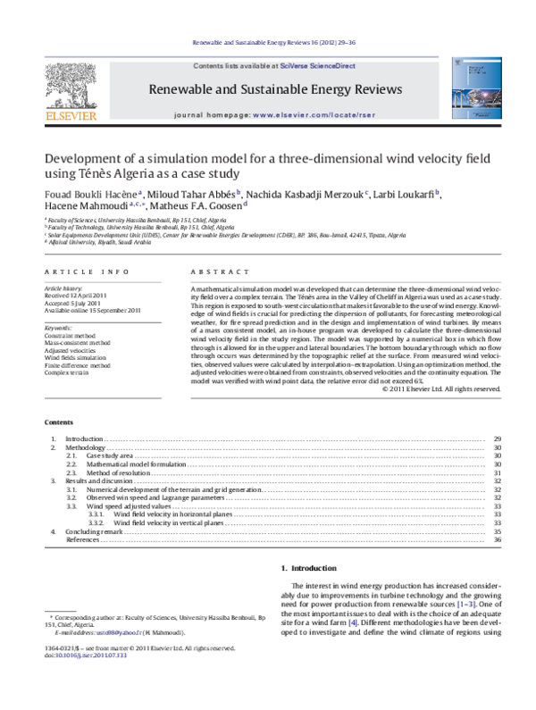 (PDF) Development of a simulation model for a three-dimensional wind velocity field using Ténès ...