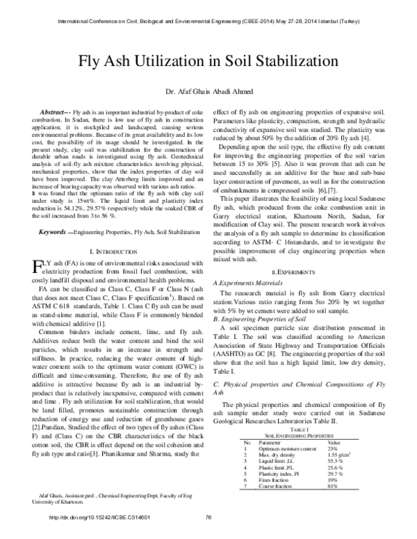 (PDF) Fly Ash Utilization in Soil Stabilization