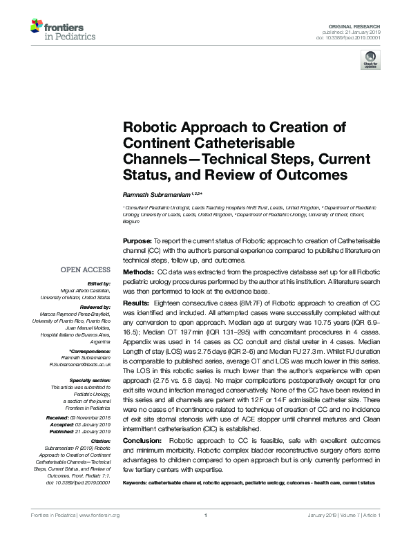 (PDF) Robotic Approach to Creation of Continent Catheterisable Channels ...