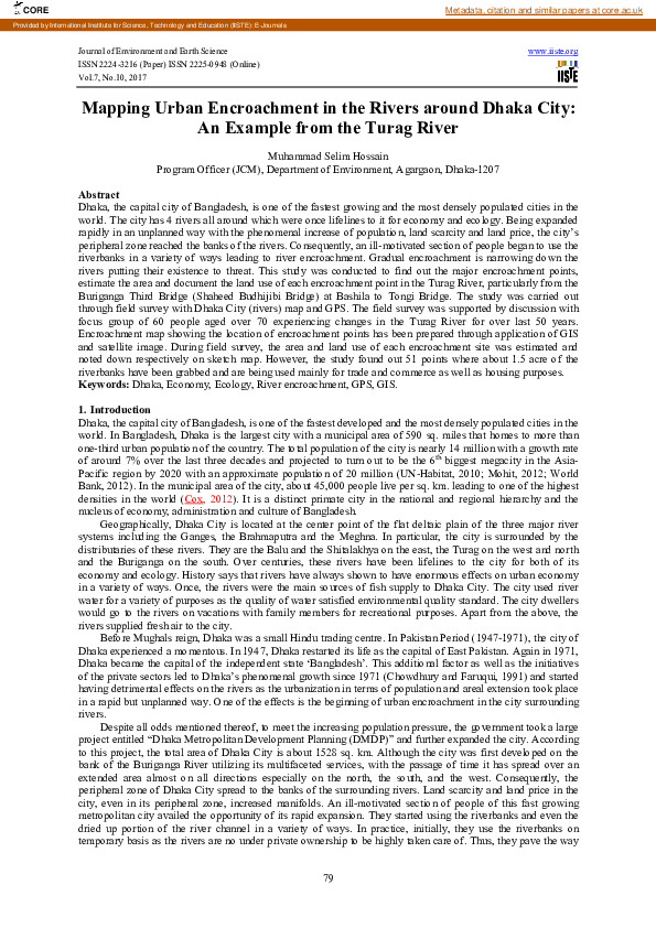 (PDF) Mapping Urban Encroachment in the Rivers around Dhaka City: An ...
